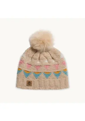 Turtle Fur Moonglade Patterned Lambswool Beanie - Oat