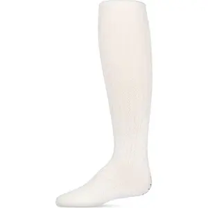 MEMOI Chain Patterned Cotton Blend Tights - Winter White