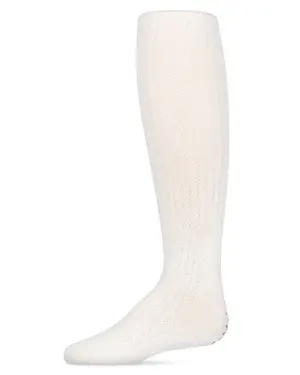 MEMOI Chain Pattern Cotton Blend Tights - Winter White
