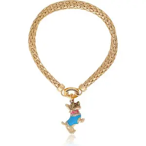 Juicy Couture Double Chain Bracelet With Dog Charm - Gold Tone