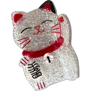 SOLAR ECLIPSE Lucky Cat Claw Clip - Silver