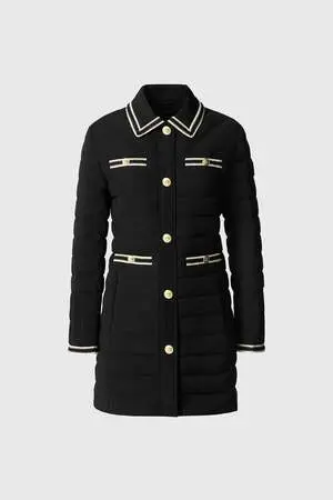 Mackage Precious Long Down Coat With Crochet Detailing - Black
