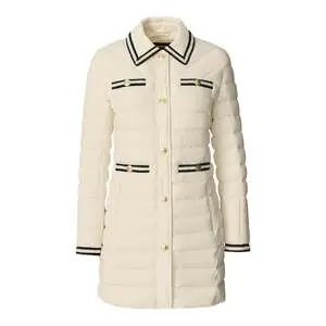 Mackage Precious Long Down Coat With Crochet Detailing - Cream