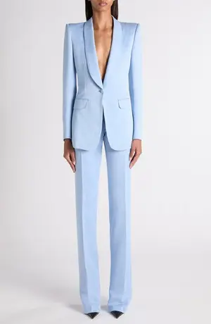 TOM FORD Washed Duchesse Satin Trousers - Mineral Blue