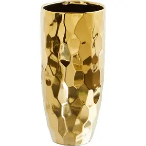 NEARLY NATURAL 10-in Designer Cylinder Vase - Gold