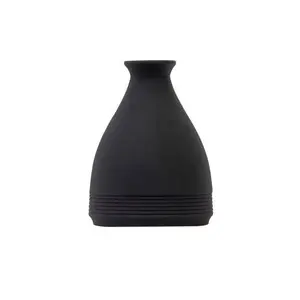 NEARLY NATURAL 10-in Cone Stone Vase Matte - Black