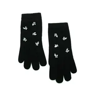 Portolano Embellished Cashmere Gloves - Black