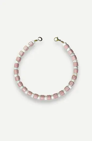 HER NEW TRIBE Ceramic Beaded Necklace - Blush & Mother Of Pearl