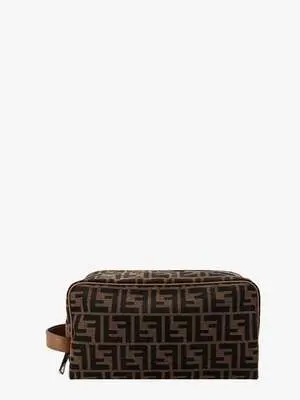 Fendi Ff Jacquard Fabric Medium Beauty Case - Brown