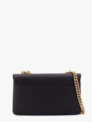Pinko Leather Shoulder Bag With Metal Love Birds Buckle - Black