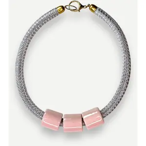 HER NEW TRIBE Beaded Statement Necklace - Blush