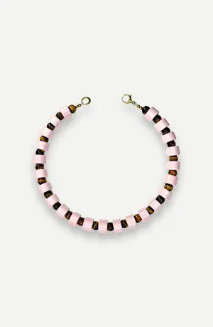 HER NEW TRIBE Bead Two Sundry Necklace - Blush & Tigers Eye