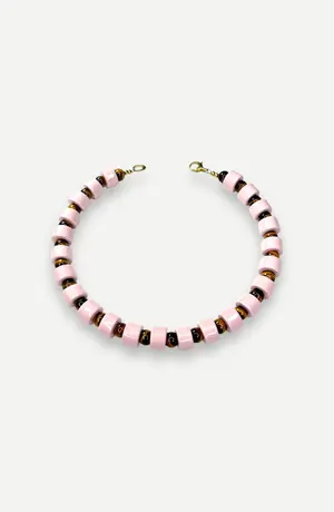 HER NEW TRIBE Bead Two Sundry Necklace - Blush & Tigers Eye
