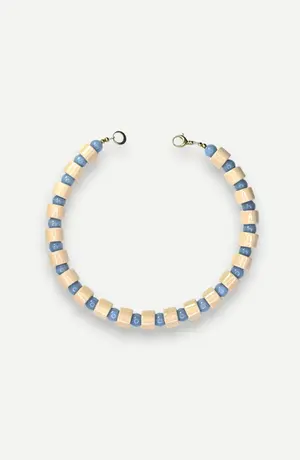 HER NEW TRIBE Bead Two Sundry Necklace - Crepe & Blue Lace Agate