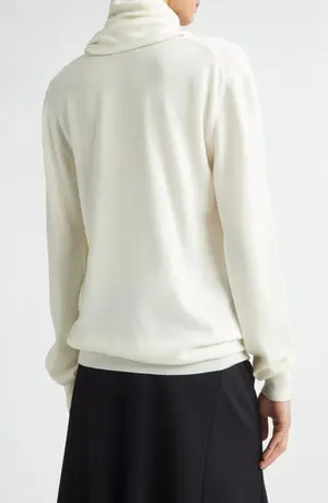 JIL SANDER Scarf-tie Virgin Wool Sweater - Eggshell