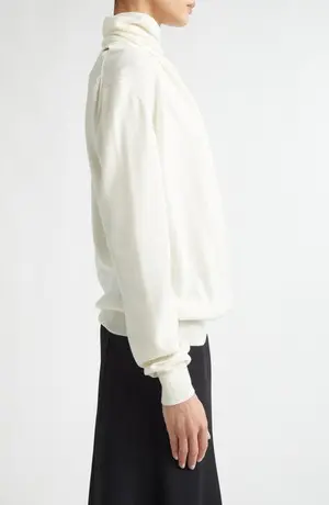 JIL SANDER Scarf-tie Virgin Wool Sweater - Eggshell