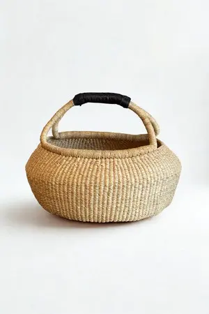 MBARE Handwoven Double Weave Kettle Basket - Natural