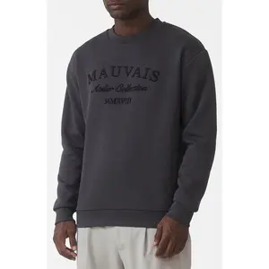 MAUVAIS Ricamo Regular Logo Crew Sweatshirt - Dark Grey