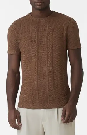 MAUVAIS Cedro Slim Textured Tee - Medium Brown