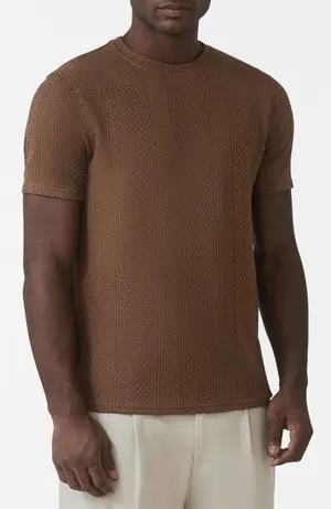 MAUVAIS Cedro Slim Textured Tee - Medium Brown