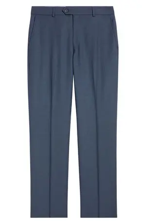 Berle Modern Fit Flat Front Super 120s Wool Dress Pants - Navy