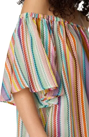 Missoni Short Cover-up In Cotton And Silk With Zigzag Pattern