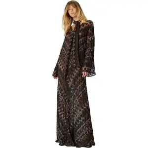 Missoni Long Dress In Viscose Lamé With Removable Sash - Brown