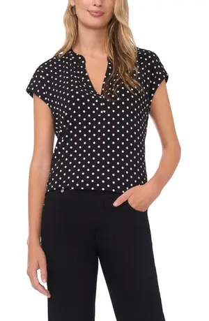 Vince Camuto V-neck Dot Print Top