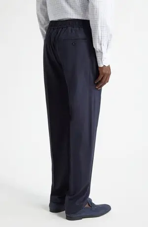 Isaia Pleated Wool Blend Pants - Blue Medium