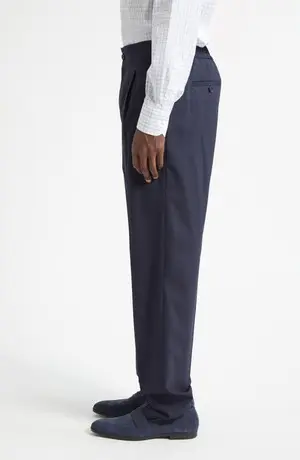 Isaia Pleated Wool Blend Pants - Blue Medium