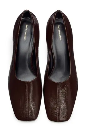 REFORMATION Inez Leather Pumps - Espresso Eel