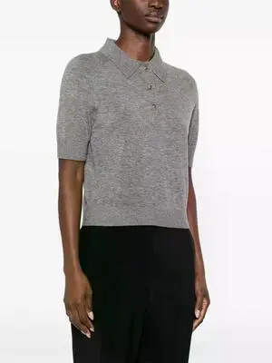 Victoria Beckham Fine-knit Polo Shirt - Grey