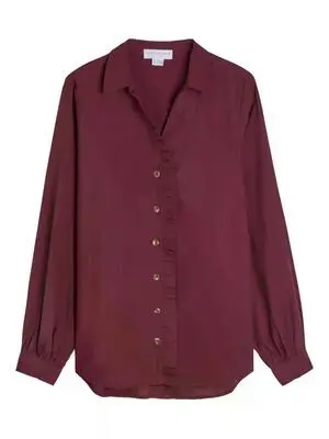 NEVER FULLY DRESSED Miley Ruffled Buttoned Shirt - Red