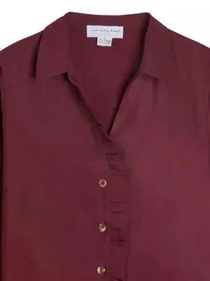 NEVER FULLY DRESSED Miley Ruffled Buttoned Shirt - Red