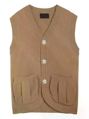 Simone Rocha Faux-pearl-embellished Cardigan - Brown