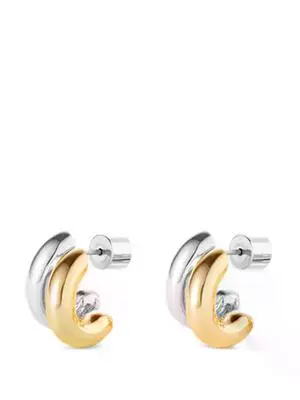 Jenny Bird Two Tone Curved Earrings - Silver