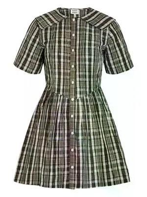 DAMSON MADDER Checked Buttoned Mini Shirt Dress