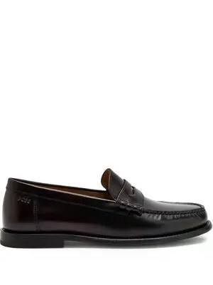 BOSS Leather Loafers With Penny Trim