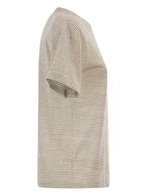 Peserico Striped Crew-neck T-shirt - Neutrals