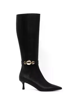 BALDININI Chain-detail Leather Knee-high Boots
