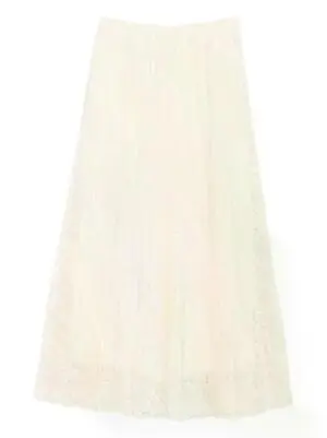 Ermanno Scervino Floral Pleated Midi Skirt - Neutrals