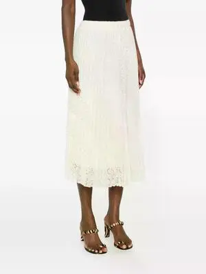 Ermanno Scervino Floral Pleated Midi Skirt - Neutrals
