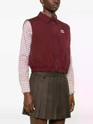 Miu Miu Logo Embroidered Poplin Gilet