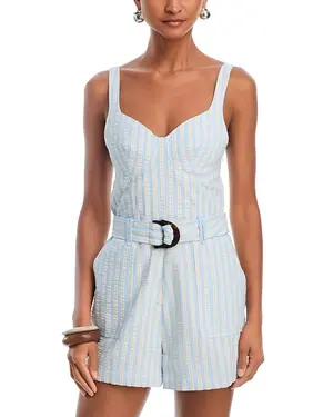 Simkhai Kai Bustier Cover Up Romper Hydrangea Blue Stripe