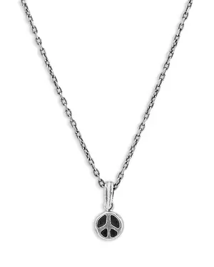 John Varvatos Sterling Artisan Peace Sign Pendant Necklace - Silver