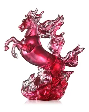 LIULI Triumphant Ascent Limited Edition Crystal Glass Sculpture - Gold/red/clear