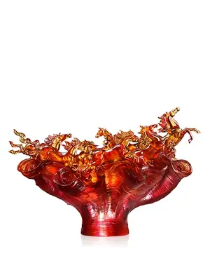 LIULI Blaze Limited Edition Crystal Glass Sculpture - Amber/gold/red/clear