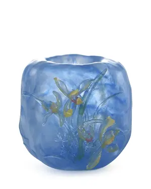 LIULI Blossoming Orchid Crystal Sculpture Limited Edition - Powder Blue