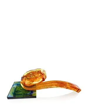 LIULI The Dragon The Phoenix Crystal Sculpture Limited Edition - Dark Amber/green