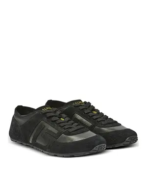 Balmain Racer 45 Lambskin And Suede Trainers - Black